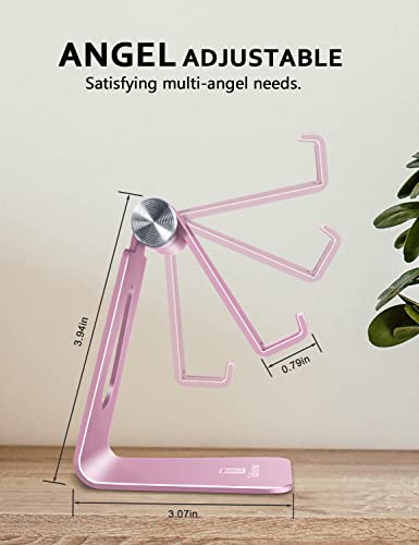 Tobeoneer Adjustable Cell Phone Stand Desktop Phone Holder, Aluminum Desk Stand Cradle Dock for iPhone 13 12 Mini 11 Xr Xs max 8 7 6 6s 5 Plus Samsung Huawei All Smartphones (Rose Gold)