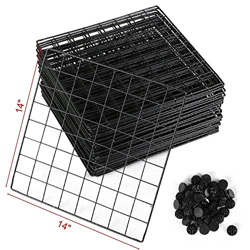 UNICOO - 14 * 14 Inch Big Cube Multi Use DIY 12 Cube Wire Grid Organizer, Bookcase, Bookshelf, Storage Cabinet, Wardrobe Closet,Toy Organizer, Wire Cube Storage- (Black Wire)