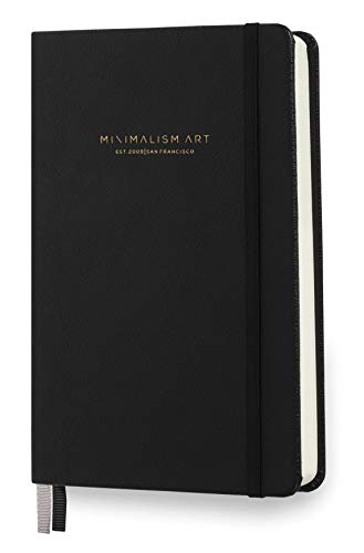Minimalism Art, Premium Hard Cover Notebook Journal, X-Large Size, Master A4 8.3" x 11.4", 186 Numbered Pages, Gusseted Pocket, Ribbon Bookmark, Extra Thick Ink-Proof Paper 120gsm (Plain, Black)