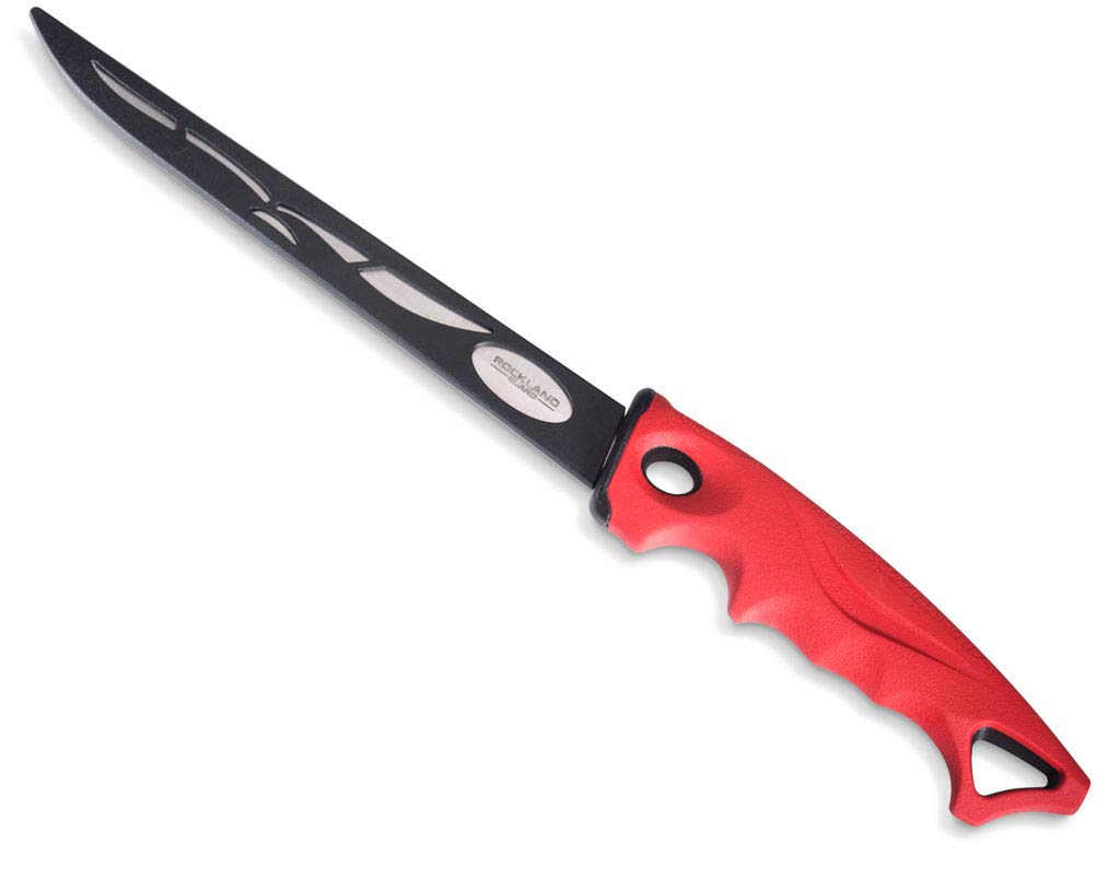 Rockland Guard Narrow Fillet Knife, 8 Inch Blade With Protective Sheath - Non-Slip Easy To Grip Handle, Tapered Flex Stainless Steel Blade.