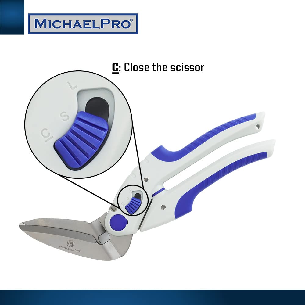 MichaelPro 10" Heavy Duty Angled Scissors, Carpet Cutter, Multipurpose Industrial Scissors, Cutter for Carpet, Cardboard, Leather, Artificial Turf, Pruning, Professional Soft Grip Stainless Steel