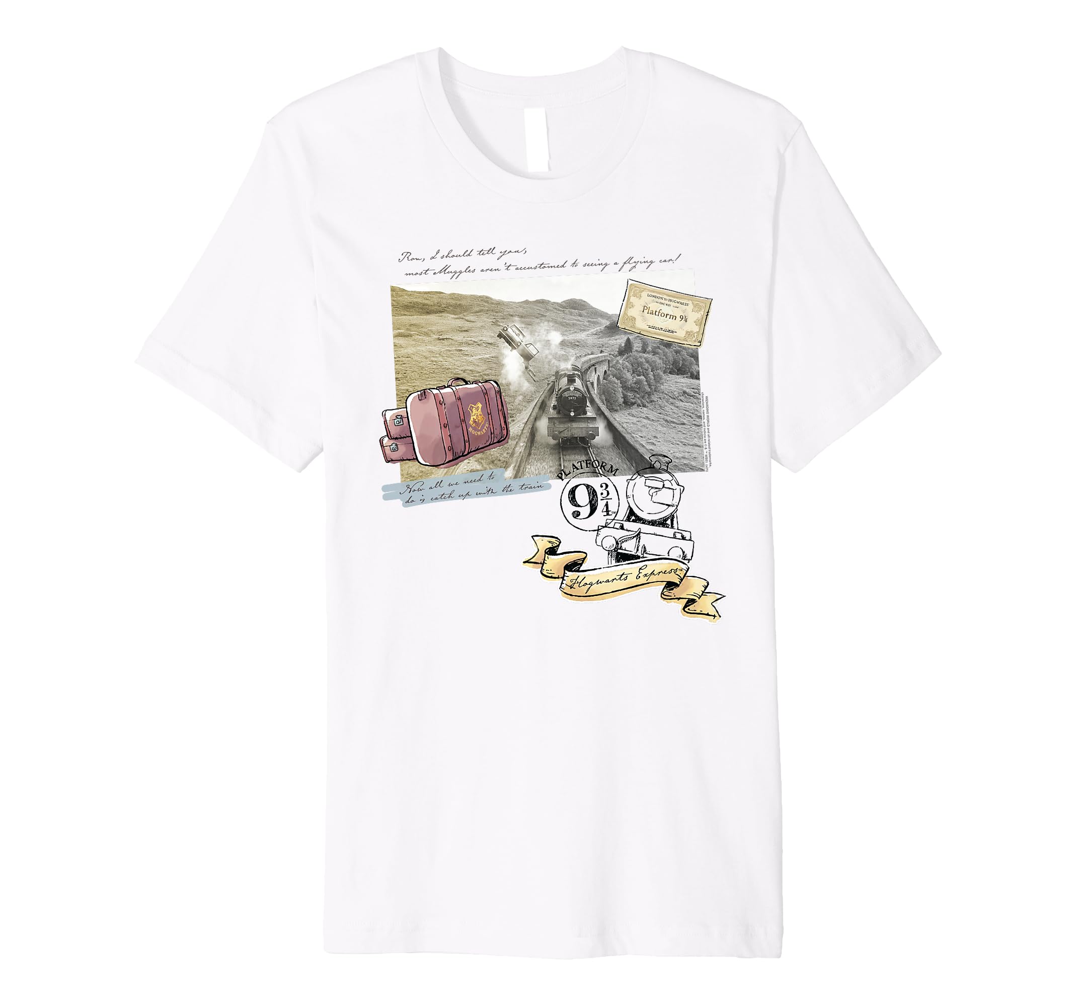 Harry Potter Hogwarts Express Flying Ford Anglia Premium T-Shirt