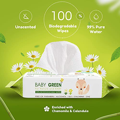 Yugi Baby Green Wipes Unscented Compostable Biodegradable and Organicā Value Pack (12 Packs of 72) 864 for Sensitive Skin