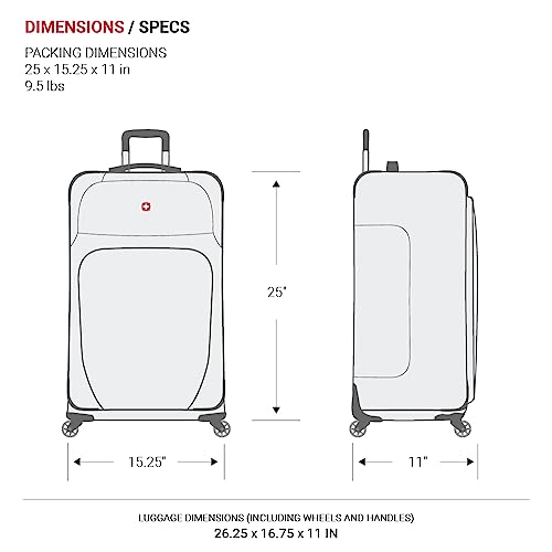 SwissGear Sion Softside Expandable Roller Luggage, Teal, Checked-Medium 25-Inch