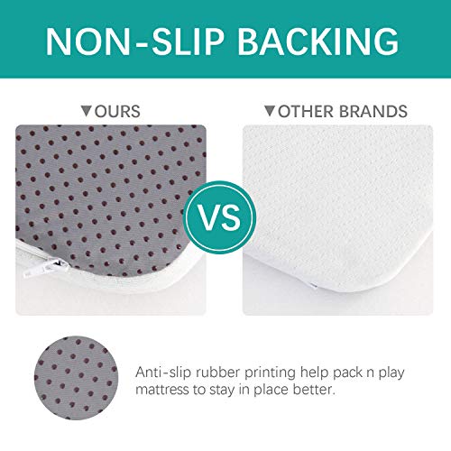 Trifold Pack and Play Mattress Topper 38" x 26", Waterproof Breathable Soft Portable Foldable Playard Mattress Pad, Baby Portable Foam Playpen Mattresses with Removable Zippered Cover White
