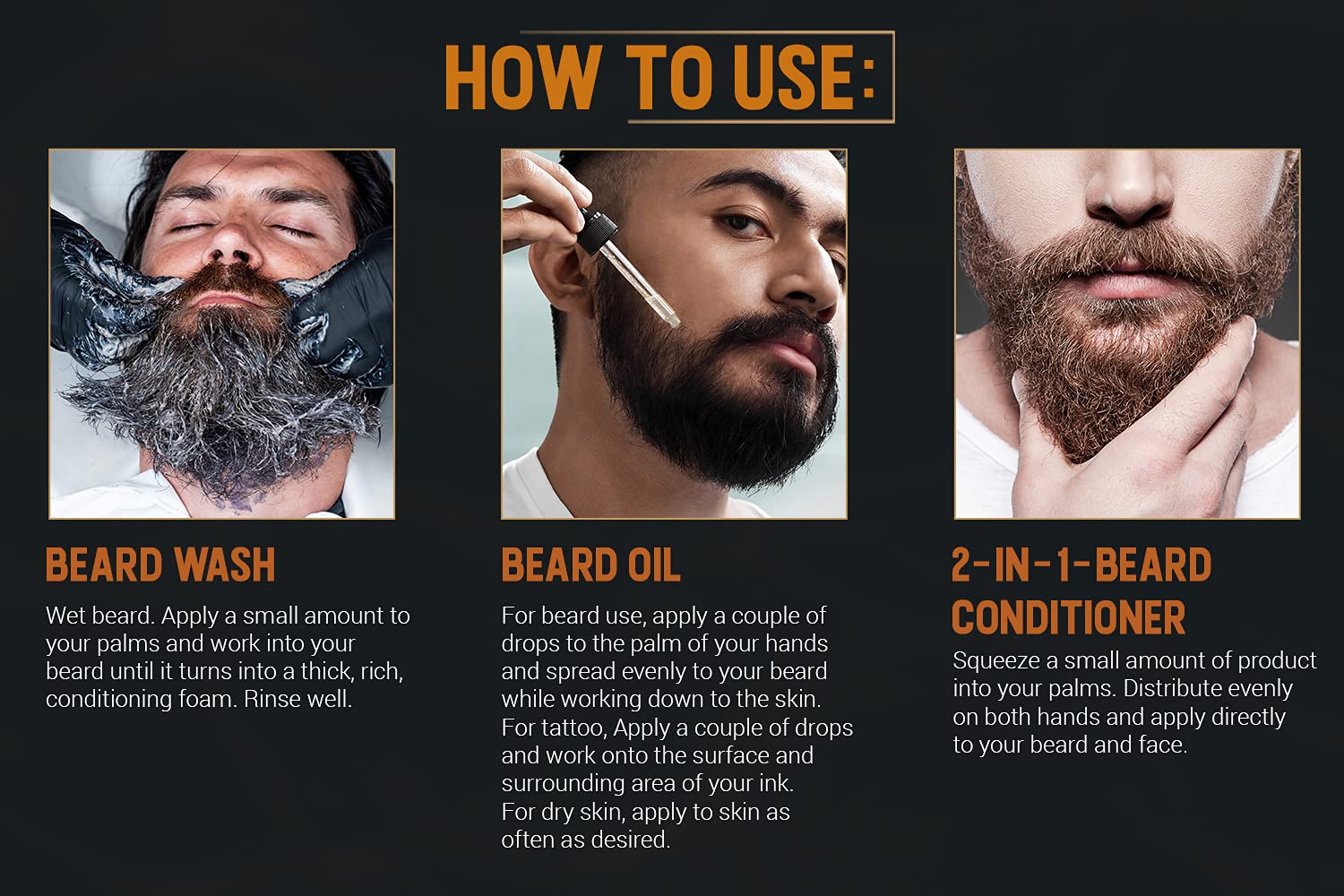 Woody's Beard Stuff 3 Piece Kit, Beard & Tattoo Oil, Wash, 2 in 1 Facial Hair Conditioner, Cleanse, Moisturize, and Style