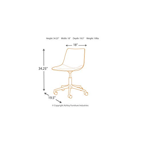 Signature Design by Ashley Faux Leather Adjustable Swivel Bucket Seat Home Office Desk Chair, Brown