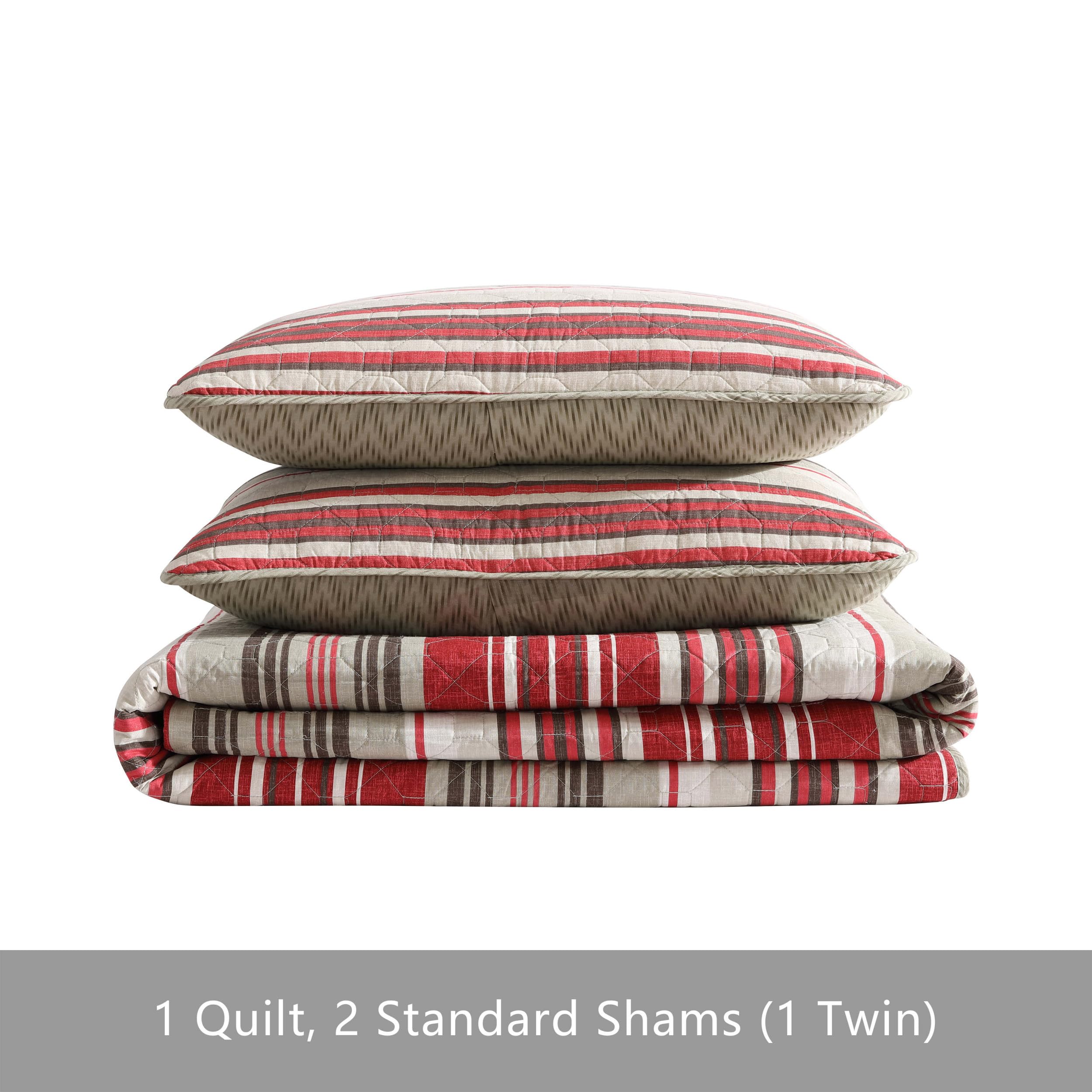Eddie Bauer - King Quilt Set, Reversible Cotton Bedding with Matching Shams, Home Decor for All Seasons (Yakima Red, King)