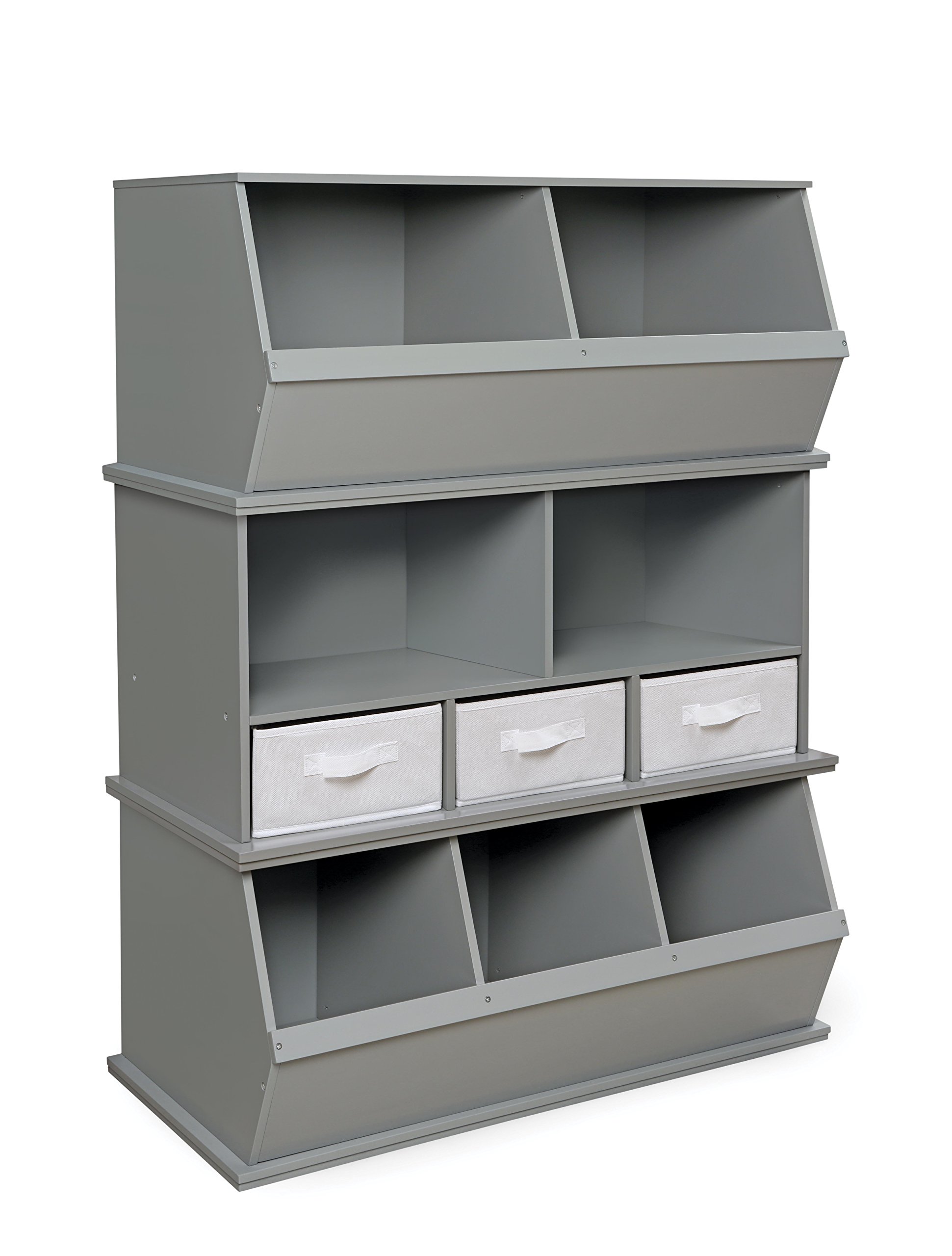 Stackable Wooden 2 Bin Open Storage Toy Organizing Cubby