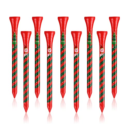 ZALORD Marry Christmas Golf Tees 3 1/4 Inch Unbreakable Pack of 60 Long Christmas Golf Tees Wood Reduce Side Spin and Friction (Christmas)