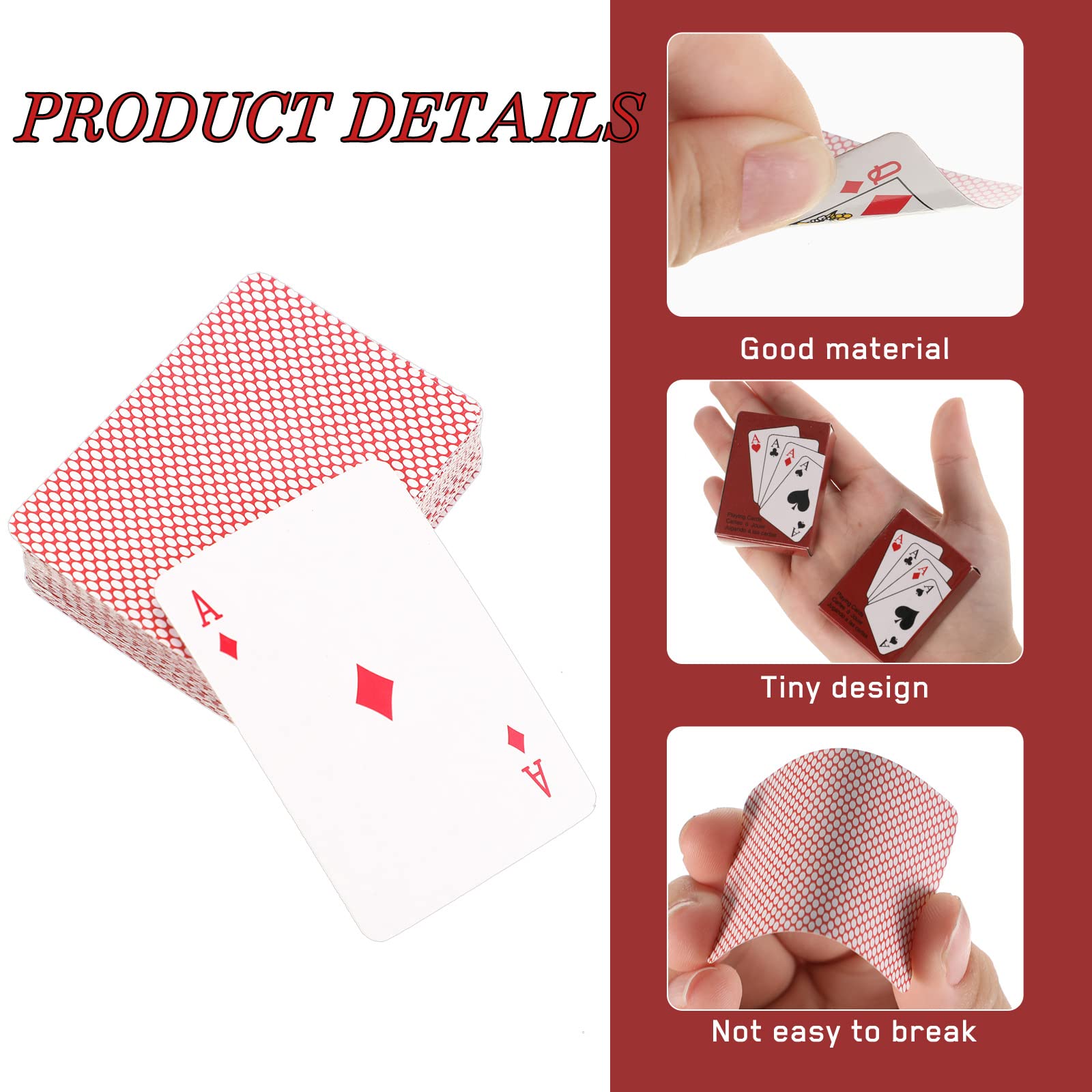 Zhanmai 2 Decks of Playing Cards Mini Playing Cards Small Playing Cards Tiny Cards Deck Miniature Traveling Poker Deck Cards for Party Game Supply, 2.2 x 1.57 Inches