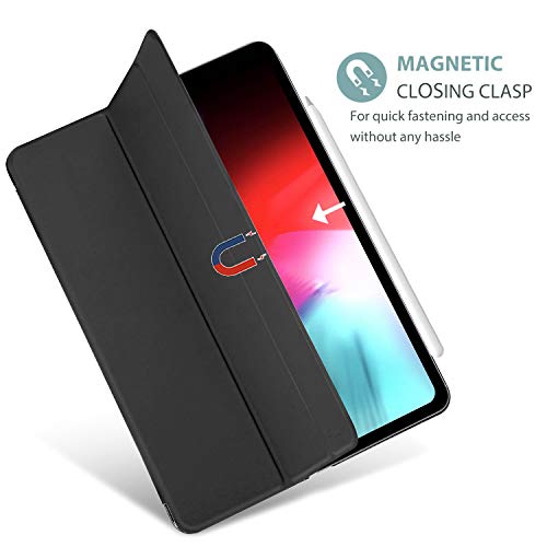 ProCase Smart Case for iPad Pro 12.9" 2018 3rd Gen, Slim Lightweight Trifold Stand Smart Cover with Translucent Frosted Back Protective Case for iPad Pro 12.9 Inch 3rd Gen 2018 Release –Black