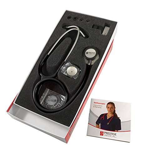 Prestige Medical Clinical Plus Dynamic Range Stethoscope with Two Piece Box Packaging, Black
