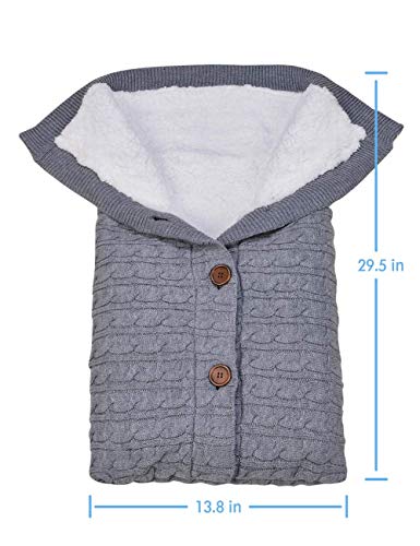XMWEALTHY Unisex Infant Swaddle Blankets Soft Thick Fleece Knit Baby Girls Boys Stroller Wraps Baby Accessory Grey