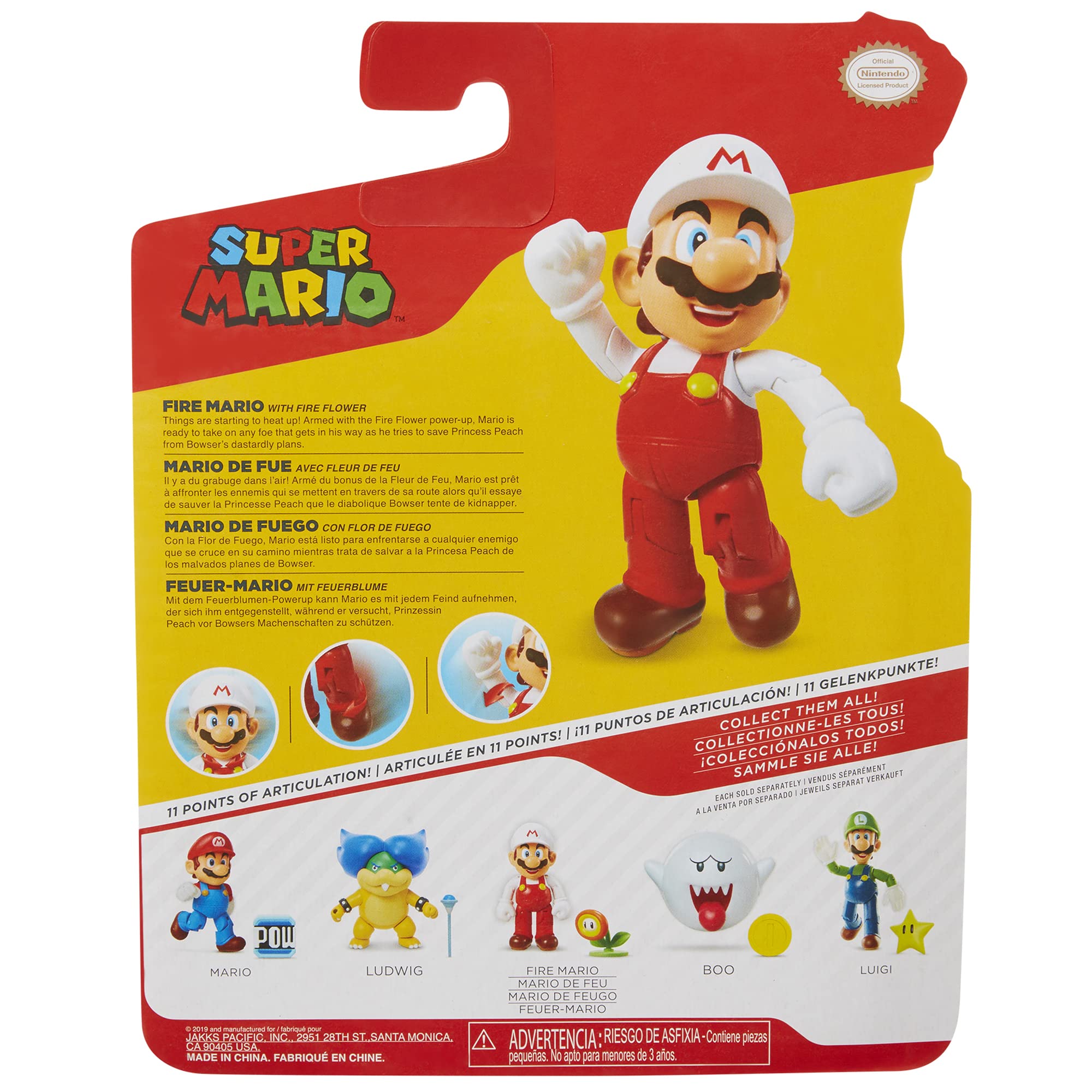 Super Mario Fire Mario Figure with Fire Flower Accessory