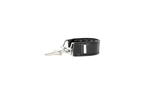 KEYPER 2-Piece Luxe Wristlet Set (IT Bag and a Key Ring Bracelet) PU Vegan Leather Classic Clutch Luxury Purse (Black Silver)