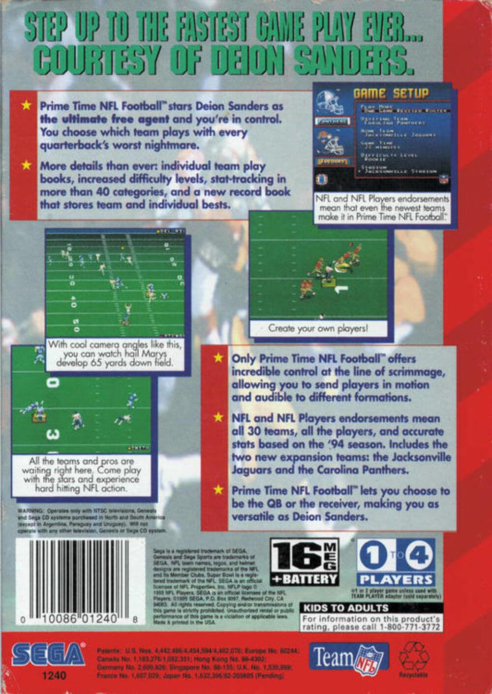 Prime Time NFL - Sega Genesis