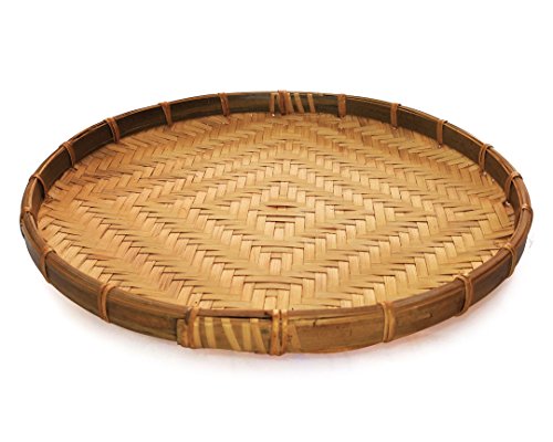 Set of 3 Vietnam Traditional Handmade Round Rattan Wicker Serving Basket Tray
