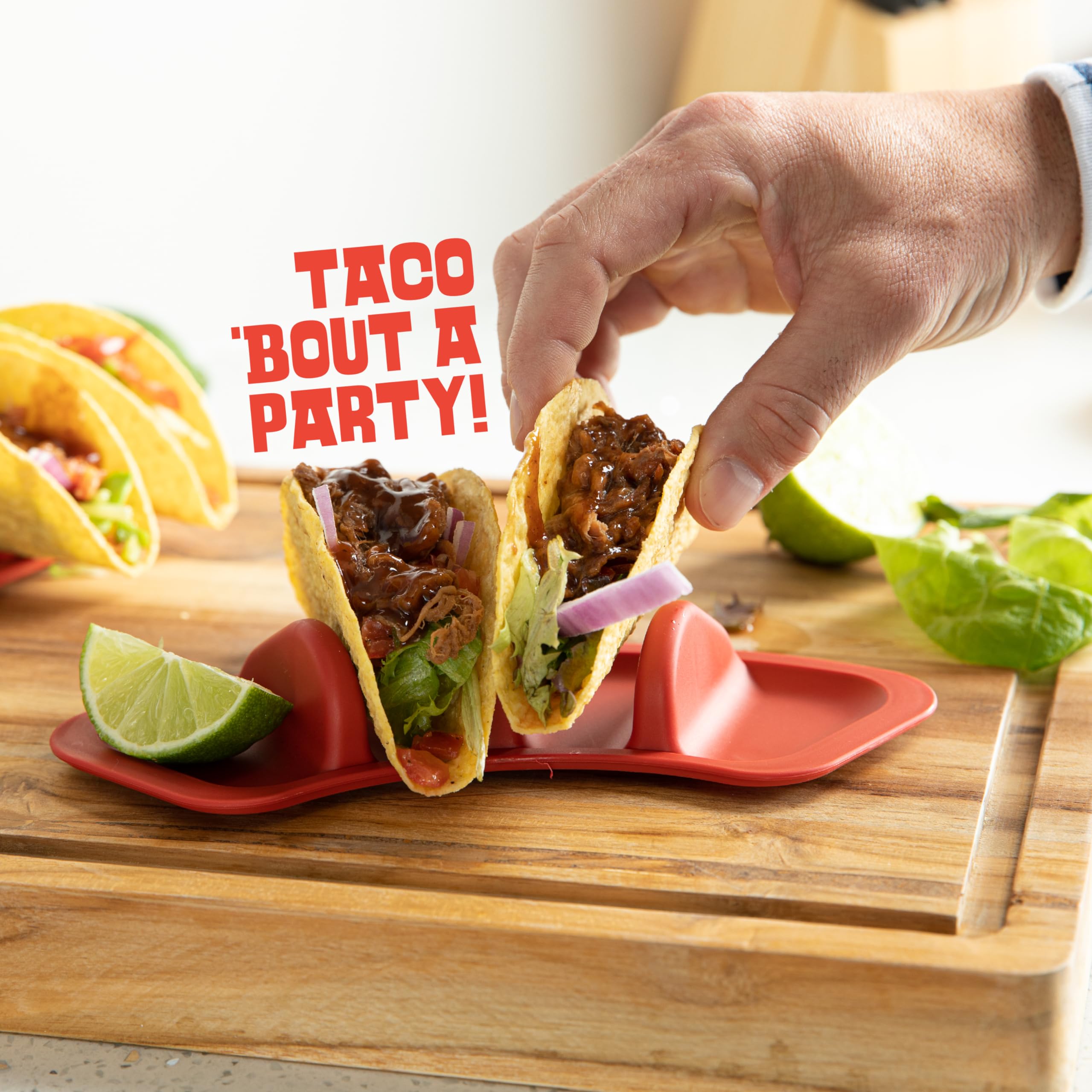 Taco Tuesday Kit - Taco Bar Serving Set for a Party - 30oz Heated Pot, 4 Taco Holders, & Detachable Lazy Susan Tray - Taco Night Fiesta β Unique Couple & Housewarming Gift Set Ideas
