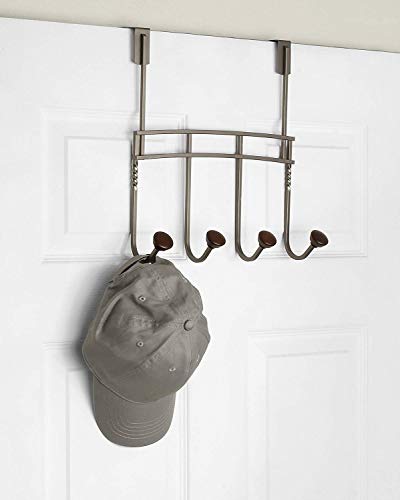 Spectrum Diversified Cambridge Over The Door 4 Hook Rack for Storage and Organization of Entryway Bedroom, Coffee/Graphite