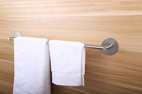 TOGU 27.5 inch Self Adhesive Single Towel Bar Heavy Duty Waterproof Towel Rack Stick on Bathroom Kitchen Lavatory Hanging Towel, Brushed Stainless Steel Finish