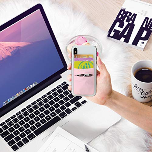 SS 3 Pack Adhesive Phone Card Holder, Stretchy Credit Card Stick on Wallet Pocket Sleeve Suitable for iPhone, Samsung, Most Android Smart Phones (Black Gray Pink)