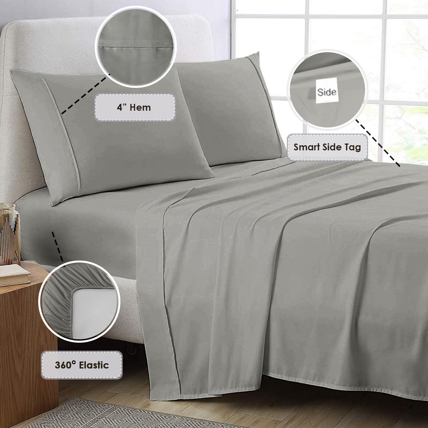 Pizuna Pure 100% Cotton Sheets Queen Size, 800 Thread Count Long Staple Cotton Crisp Sateen Sheets Queen with 15inch Deep Pocket (Combed Forest Green Cotton Sheets Queen)