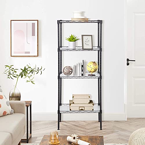 YYkokocat 4-Tier Wire Shelving Unit 44" H x 18L x 12D Metal Shelves for Storage with Shelf Liners Adjustable Small Storage Rack Shelf Organizer for Closet Pantry Kitchen, 600Lb Capacity, Black