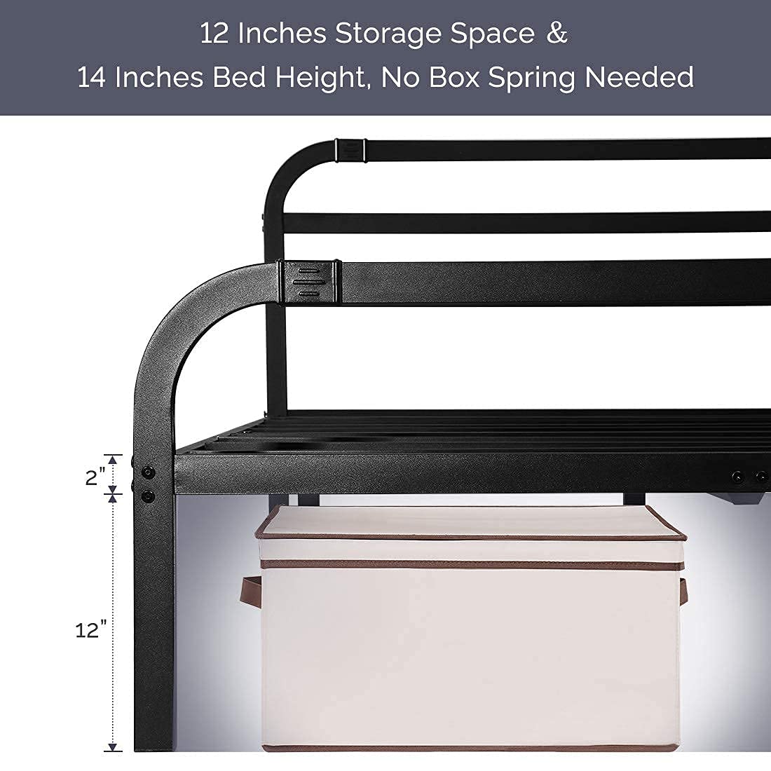 TATAGO 14 Inch King Bed Frame with 40 Inch Matte Curved Design Headboard and Footboard, Heavy Duty Metal Platform Mattress Foundation, 3500lbs Extra-Strong Support, No noise