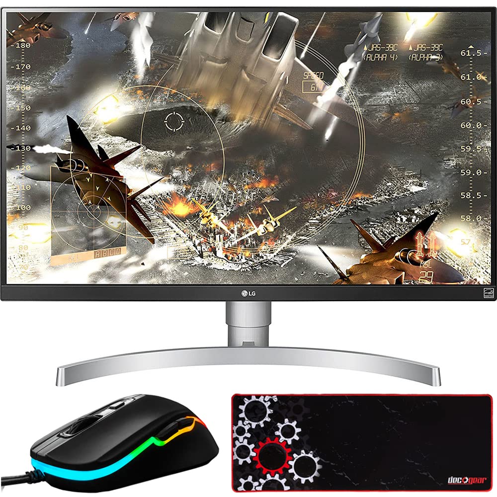 LG 27UK650-W 27" 4K HDR IPS Monitor 3840 x 2160 16:9 Bundle with Deco Gear Wired Gaming Mouse and Deco Gear Large Extended Pro Gaming Mouse Pad