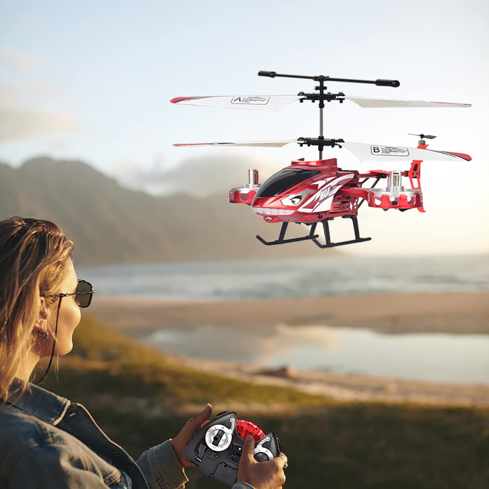 QAQuu Alloy Electric Light Charging Remote Control Airplane 4.5 Channel Side Flying Helicopter Toy Avic3 Intelligent Flight Battery