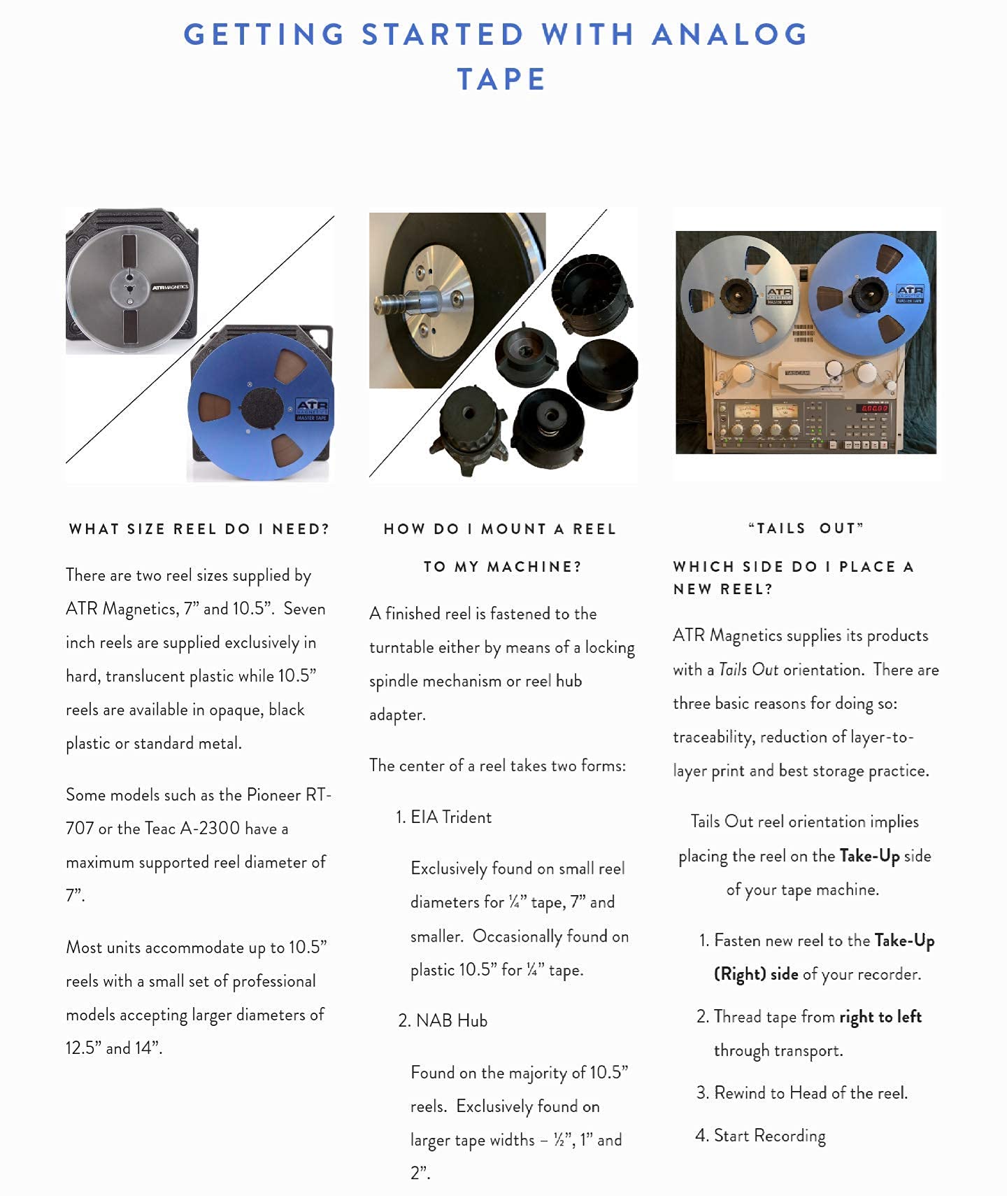 Premium Analog Recording Tape by ATR Magnetics | 1/4” Master Tape - Modern Classic Sound | NAB Hub | 2500’ of Analog Tape