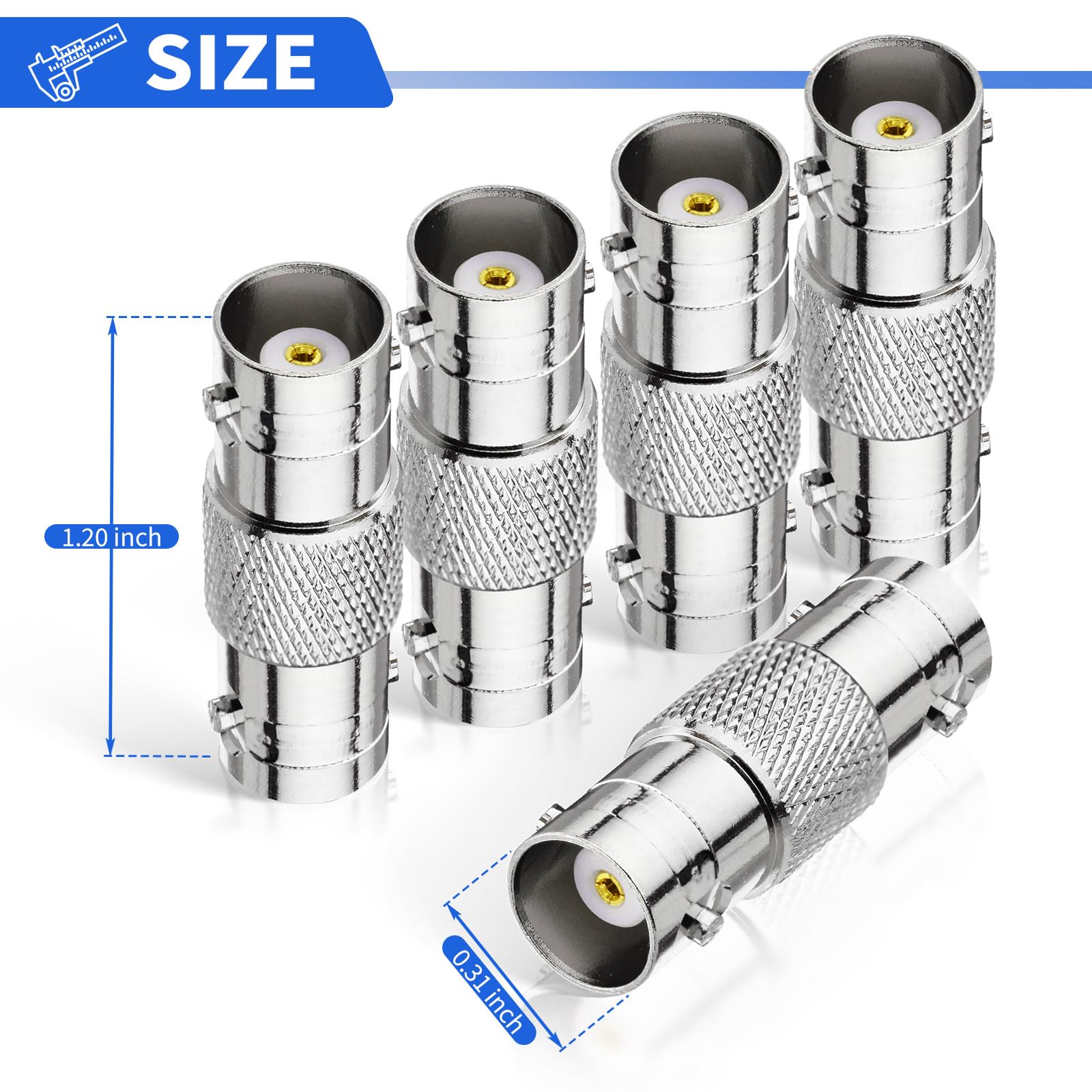 Superbat BNC Adapter BNC Female to BNC Female Barrel Straight RF Coaxial Connector for HD CCTV DVR Surveillance System Video Camera Broadcast Applications 5pcs