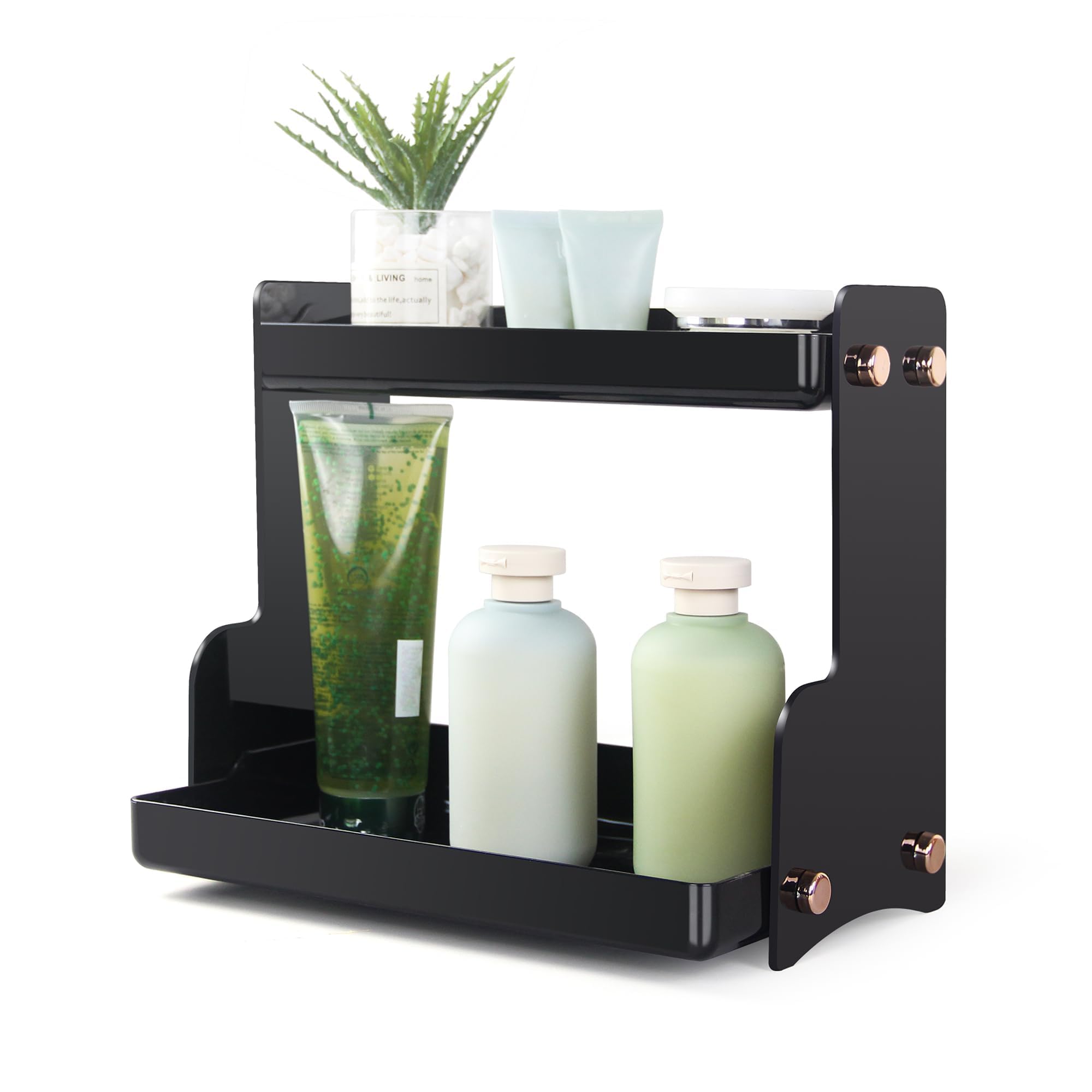 FICTOR 2-Tier Bathroom Countertop Organizer Acrylic Bathroom Counter Clear Storage Organizer Shelf for Skincare, Makeup, Perfume, Vanity Organizer for Bathroom and Kitchen
