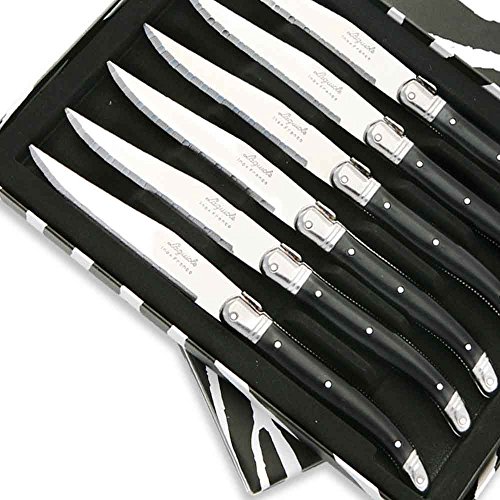 Set of 6 Laguiole steak knives ABS black - Direct from France