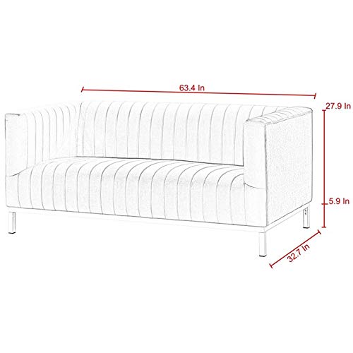 Posh Living Hayden Velvet Tuxedo Loveseat with Y-Metal Base in Navy Blue/Gold