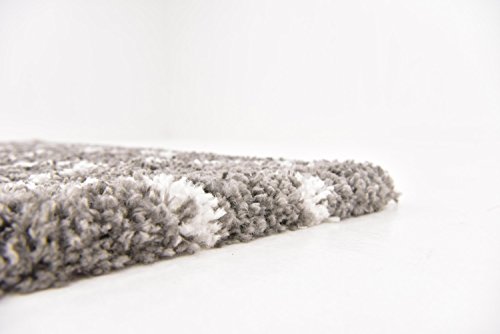 Unique Loom Rabat Shag Collection Area Rug - Marble (5' 1" x 8' Rectangle, Gray/ Ivory)