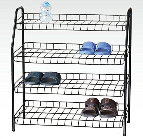 Uniware 4-Tier Metal Shoe Rack Home Portable Closet Storage Organizer Cabinet Shelf,Free Standing (Black)