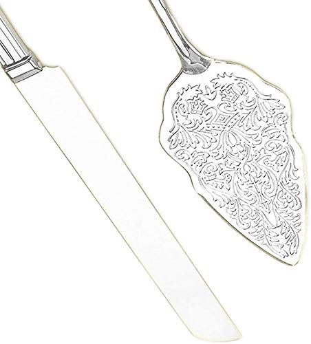 Strova Silver Wedding Cake Serving Set - Elegant Cake Cutting Knife and Server for Event Use