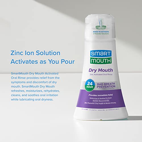 SmartMouth Activated Dry Mouth Mouthwash, Dry Mouth and Bad Breath Relief, Mint, 16 Fl Oz, 2 Pack