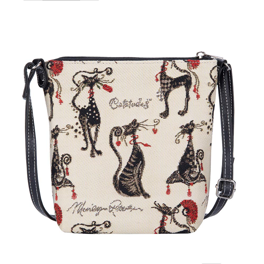 Signare Tapestry Small Crossbody Bag Sling Bag for Women with Marilyn Robertson Catitude Design (SLING-CUDE)