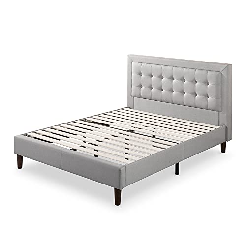 Zinus Dachelle Upholstered Platform Bed Frame / Mattress Foundation / Wood Slat Support / No Box Spring Needed / Easy Assembly, Queen