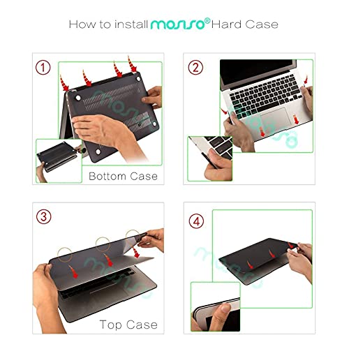 MOSISO Compatible with MacBook Air 13 inch Case (A1369 & A1466, Older Version 2010-2017 Release), Plastic Peony Hard Shell Case & Keyboard Cover & Screen Protector, Black