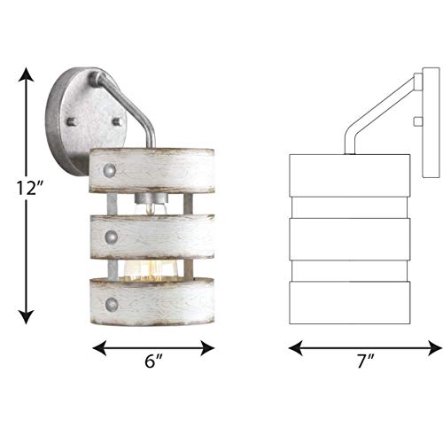 Progress Lighting Gulliver Collection 1-Light Antique Whitewashed Farmhouse Wall Sconce Light, Galvanized Finish