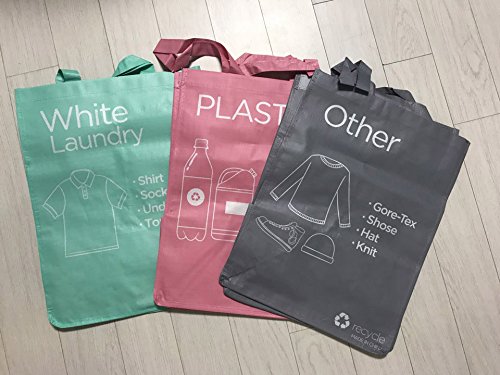Ribens Recycle Bag Separate Recycle Bin Waterproof Waste Baskets Compartment Container Separate Recycling Bins Multipurpose Separator Box Set Front Recycle Separate Back Laundry Separate