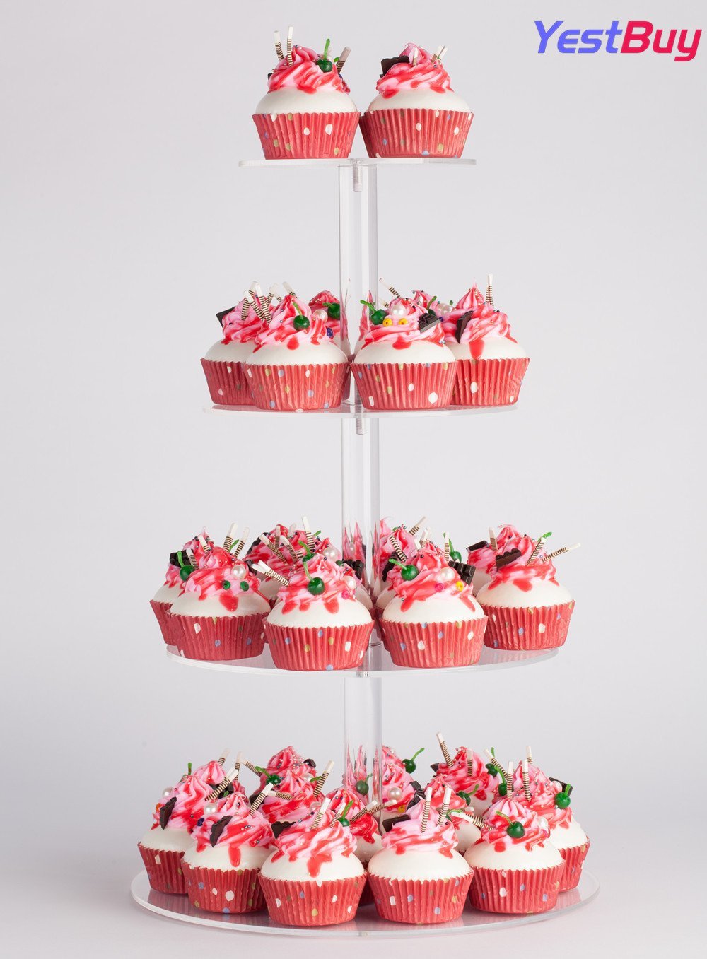YestBuy 4 Tier Maypole Round Wedding Party Tree Tower Acrylic Cupcake Display Stand (18.7 Inches)