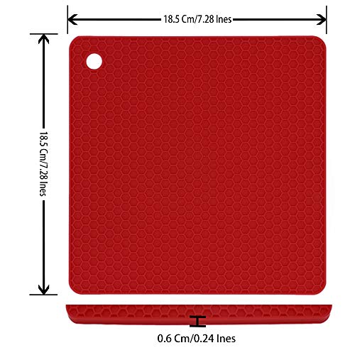Trivets for Hot Dishes, Hot Pads for Kitchen, Silicone Pot Holders for Kitchen, Trivets for Hot Pots and Pans, Heat Resistant Mats for Countertop, Square Trivet Mat for Quartz Countertops, Pack 4 Gray