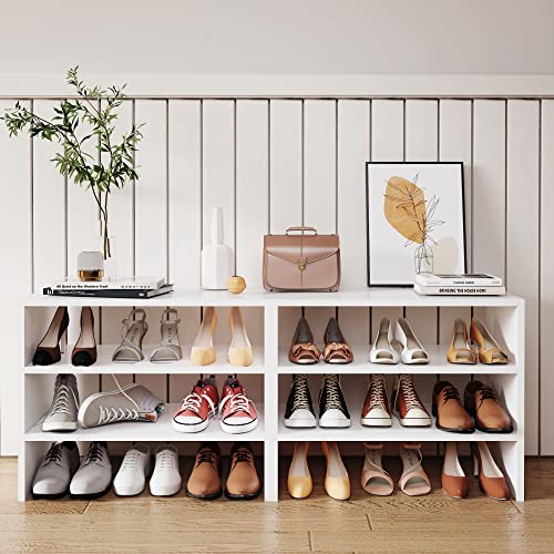 WAHEY Shoes Rack, Stackable 3 Shelf Wood Closet Organizer Unit, FSSR002