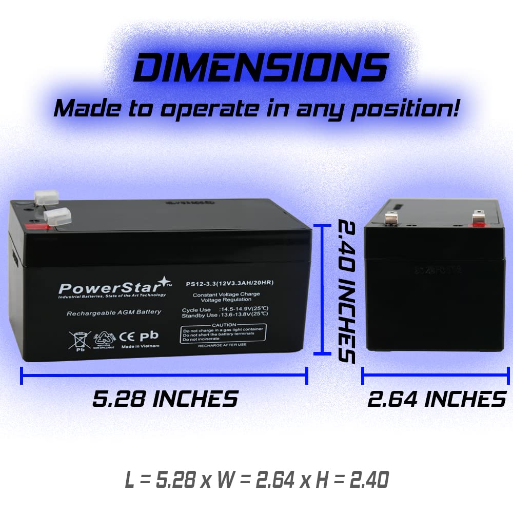 PowerStar Battery Replaces BP3-12 BP3.6-12 CF12V2.6 CFM12V3 CP1232 12V 3AH SLA