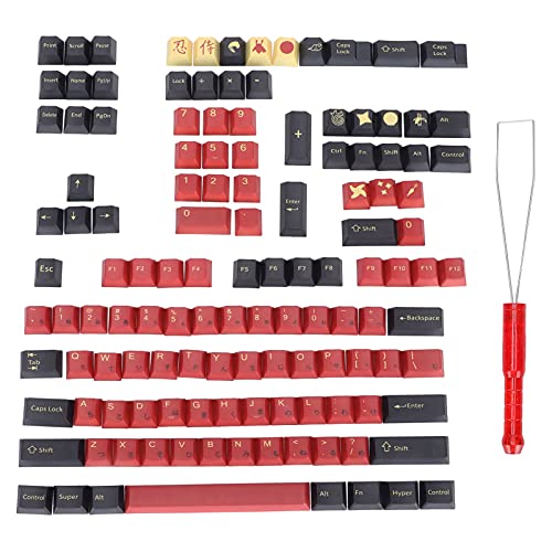 Yoidesu 128 Keys Japanese Style Keycaps, Oil Resistant PBT Keycap for Universal PC Gaming Keyboard with Animation Elements Gaming Keyboard Keycap with Shaft Puller